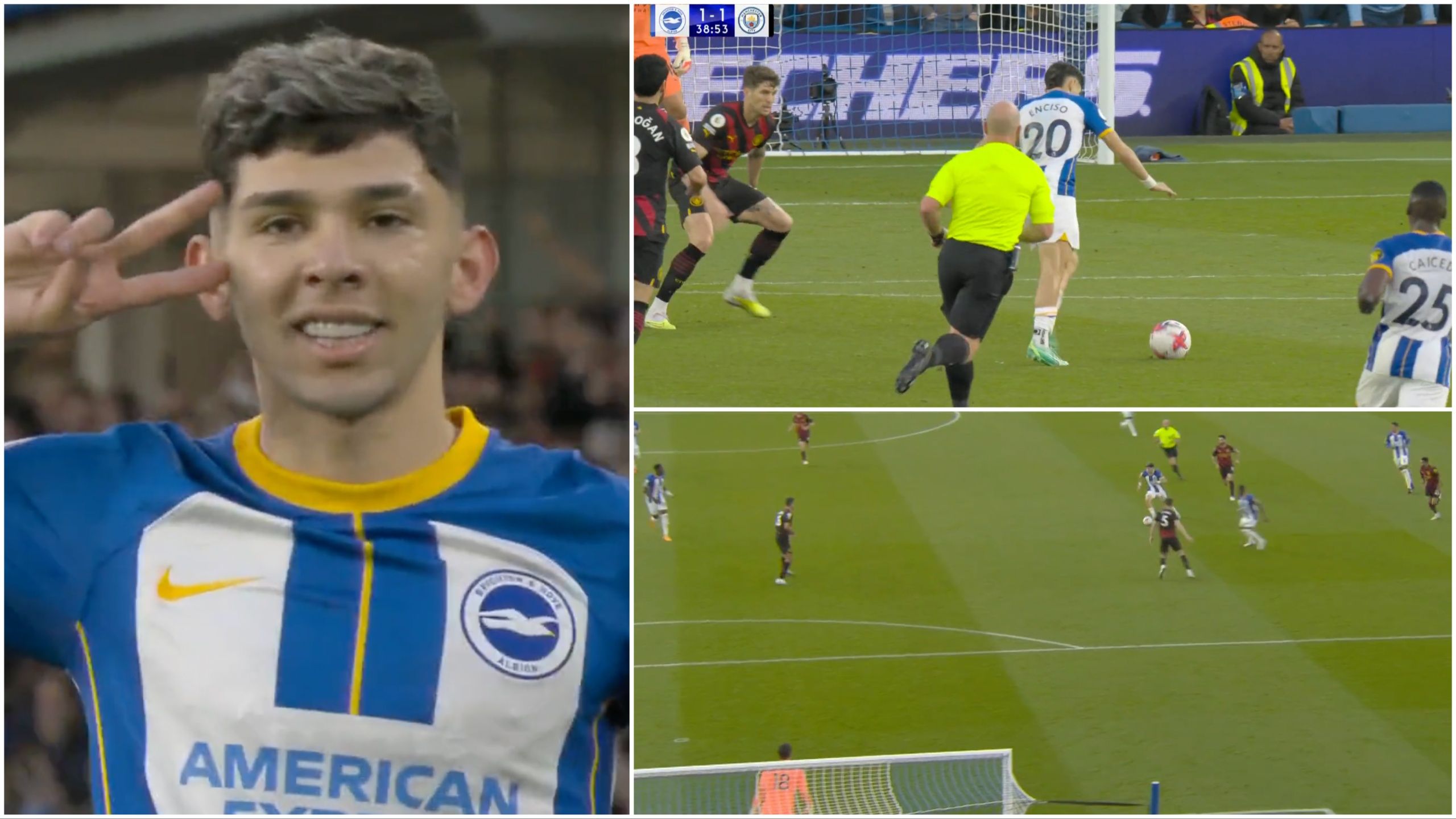 Julio Enciso scores goal of the season contender for Brighton v Man City