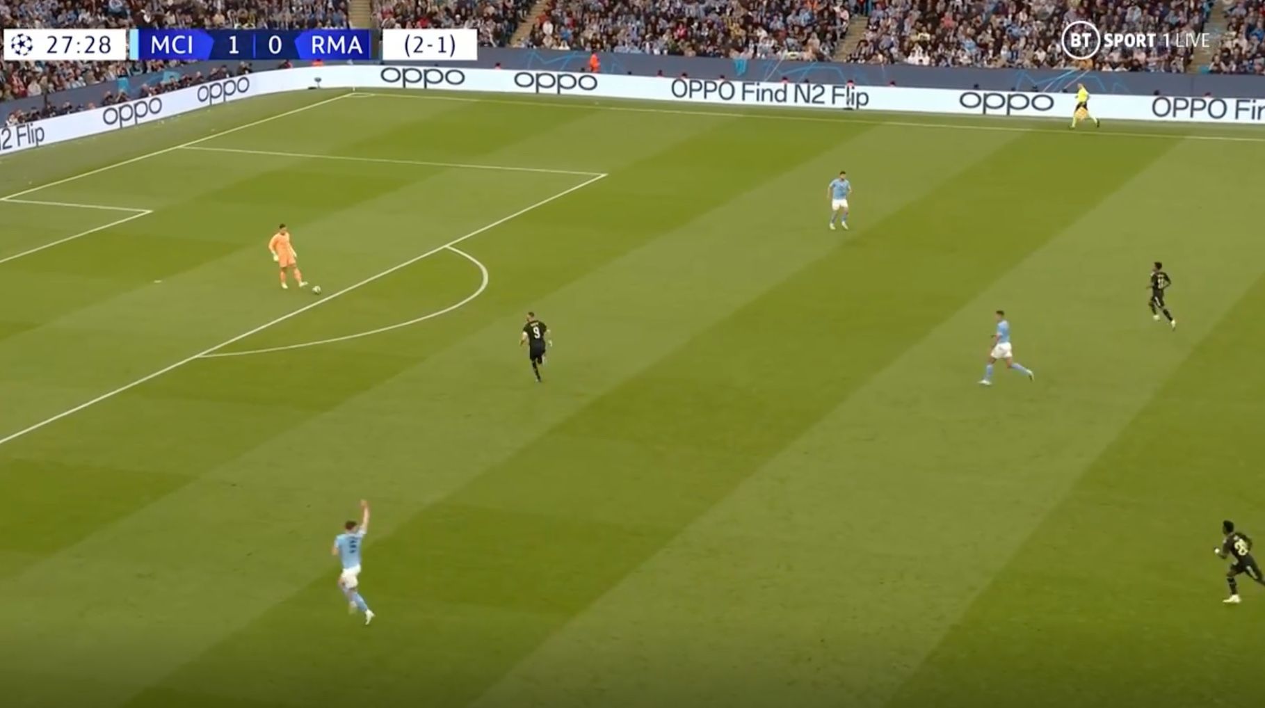 Commentator's reaction to Ederson touching the ball in 28th minute vs ...