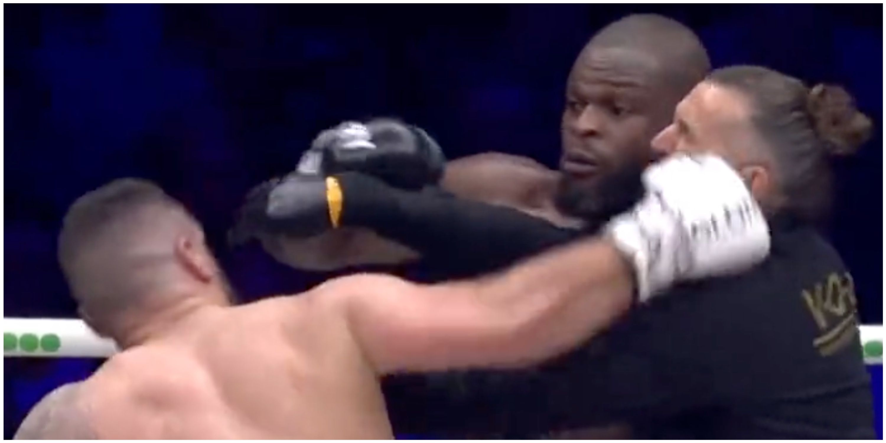 Referee dropped to canvas by huge punch in kickboxing fight