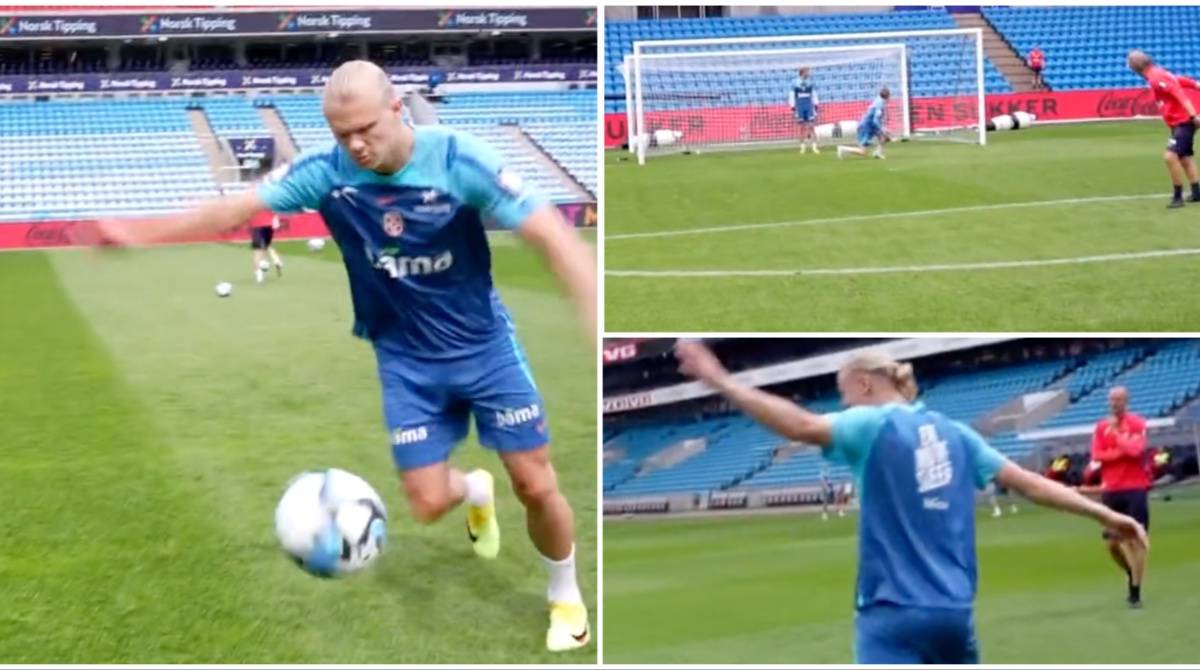 Erling Haaland scores ridiculous volley in Norway training