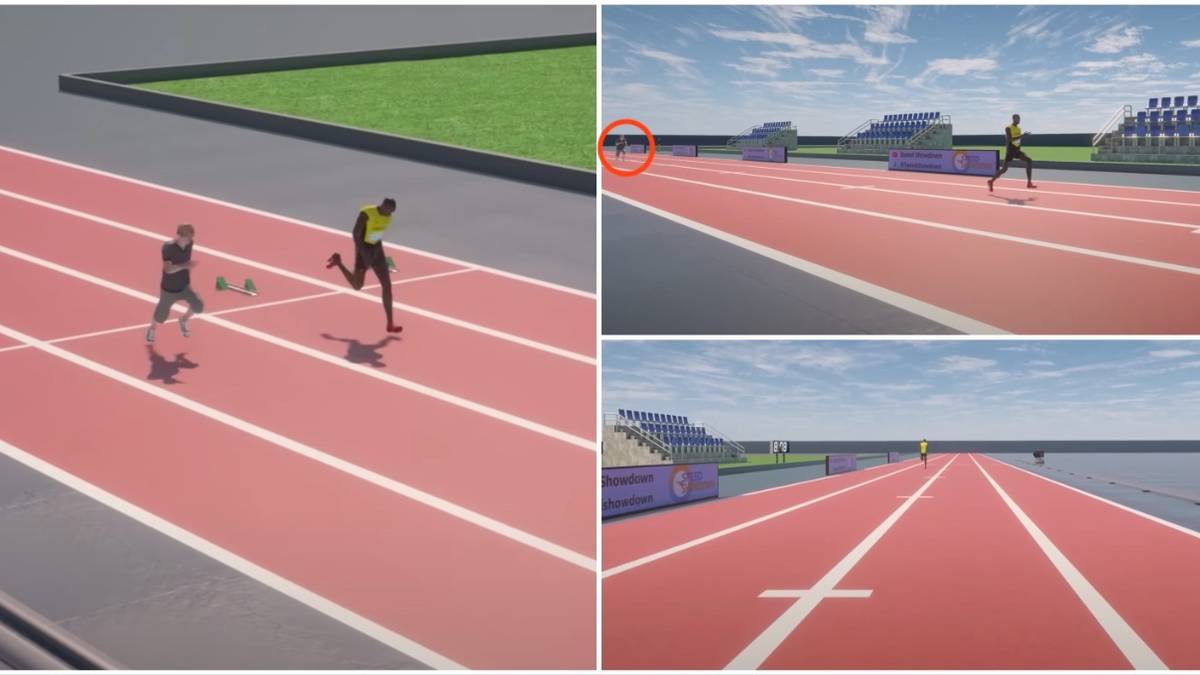 Usain Bolt vs 'average human' in a 100m race simulated