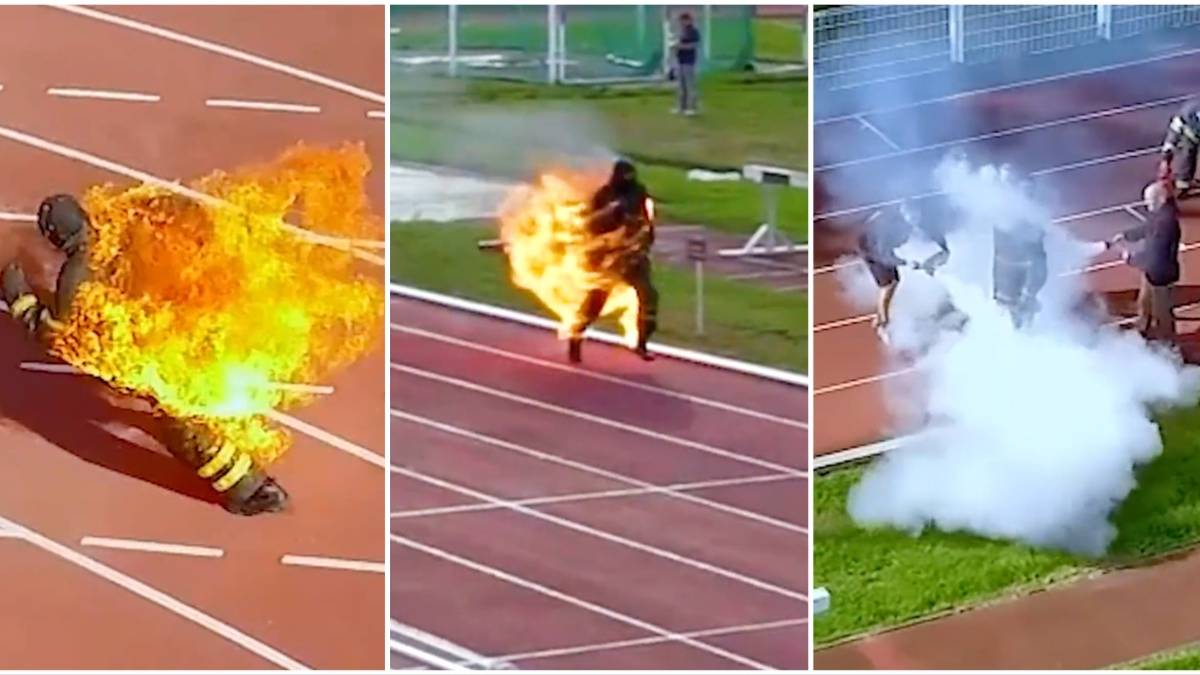 Man breaks world record for quickest 100m sprint while on fire
