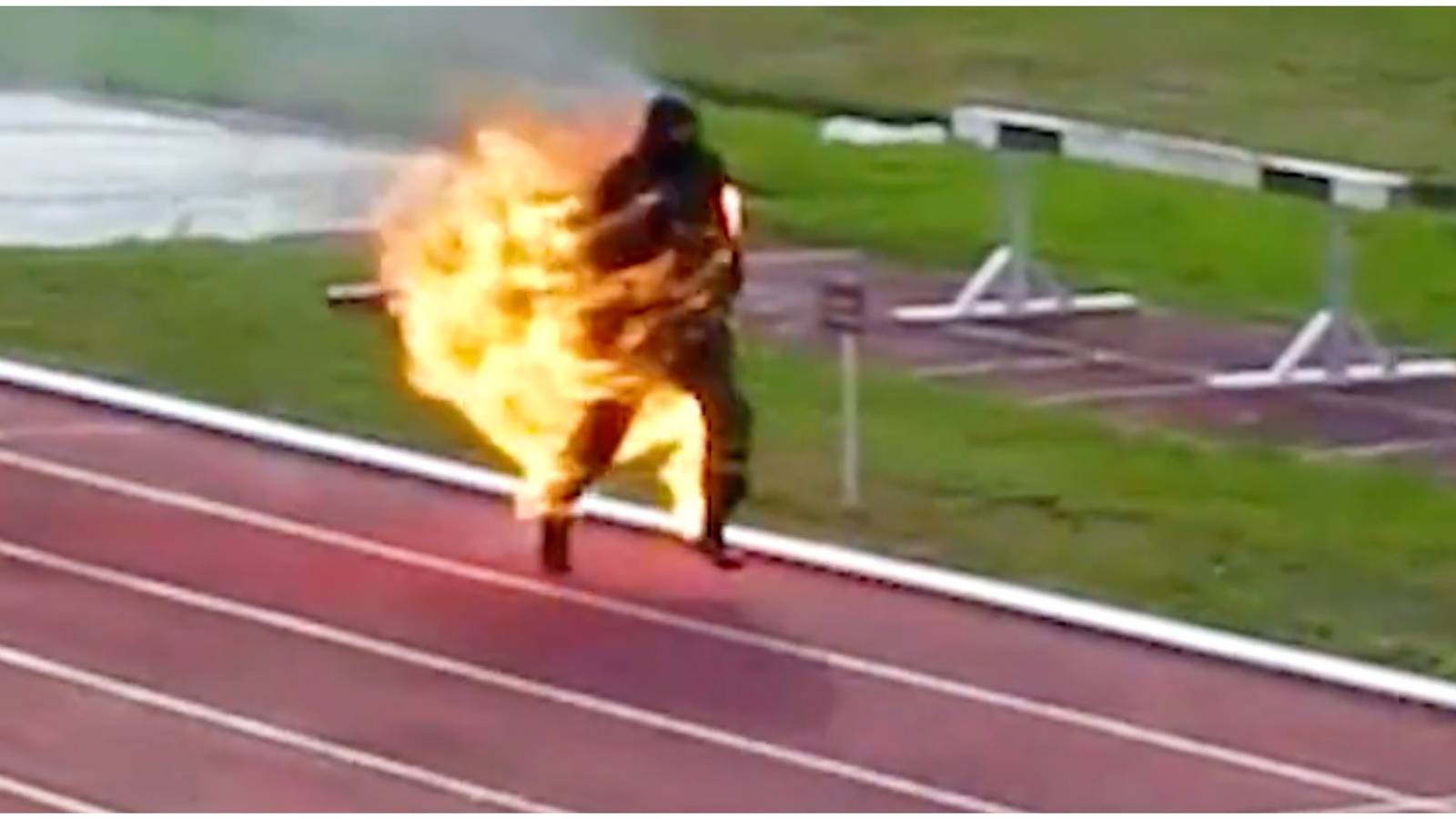Man breaks world record for quickest 100m sprint while on fire