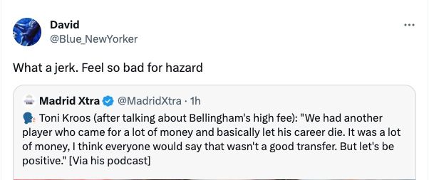 Toni Kroos destroys Eden Hazard when talking about Jude Bellingham ...