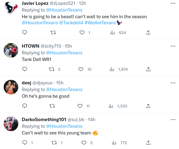 Houston Texans: 'Beast' rookie WR Tank Dell leaves fans buzzing as ...