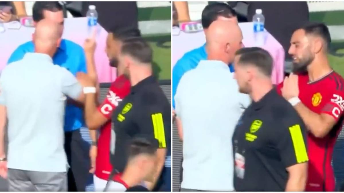 Bruno Fernandes had to pull Erik ten Hag away from official during ...