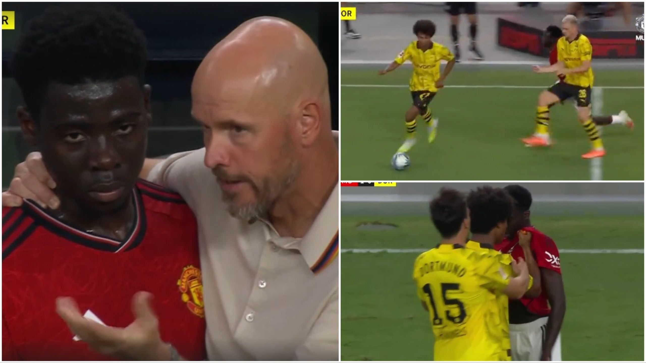Erik ten Hag substitutes Omari Forson in 36th minute after clash in Man ...
