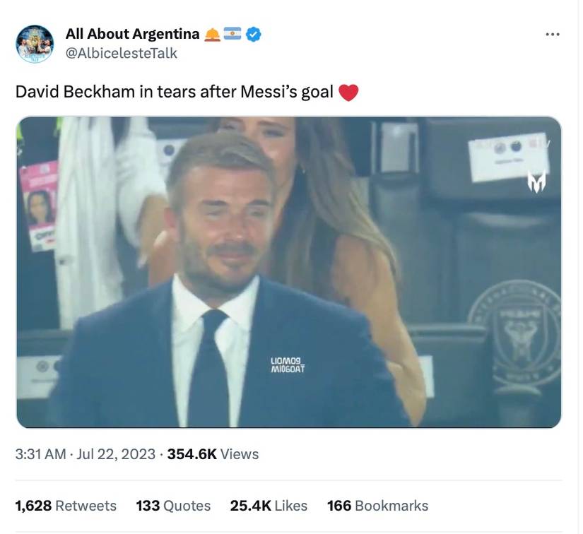 David Beckham’s emotional full-time reaction after Lionel Messi’s Inter ...