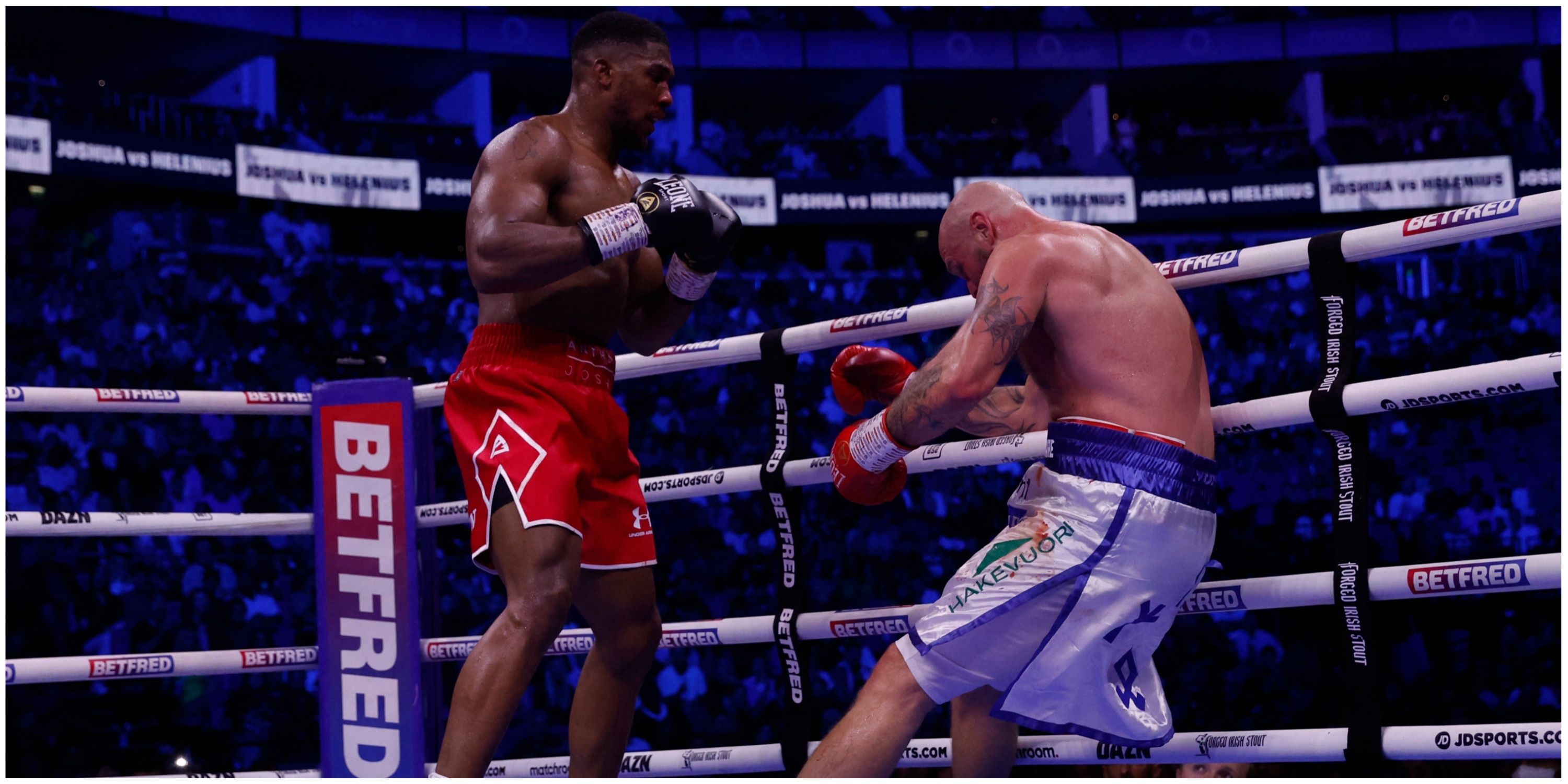 Anthony Joshua's knockout of Robert Helenius in slow motion