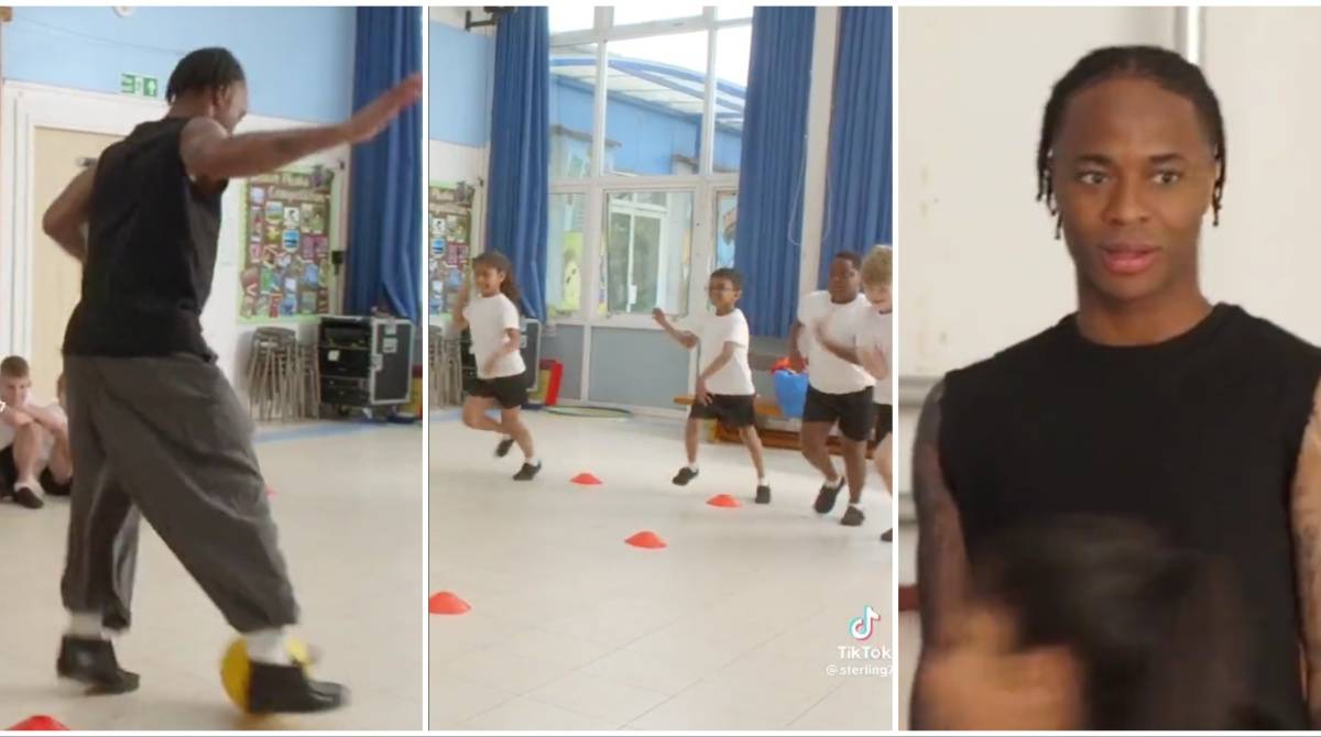 Raheem Sterling posts hilarious video of schoolkids mocking his running ...