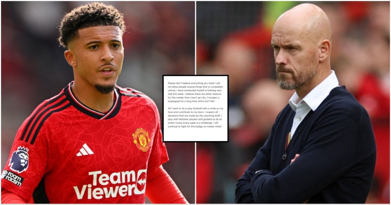 Jadon Sancho releases explosive statement hitting back at Erik ten Hag for dropping him