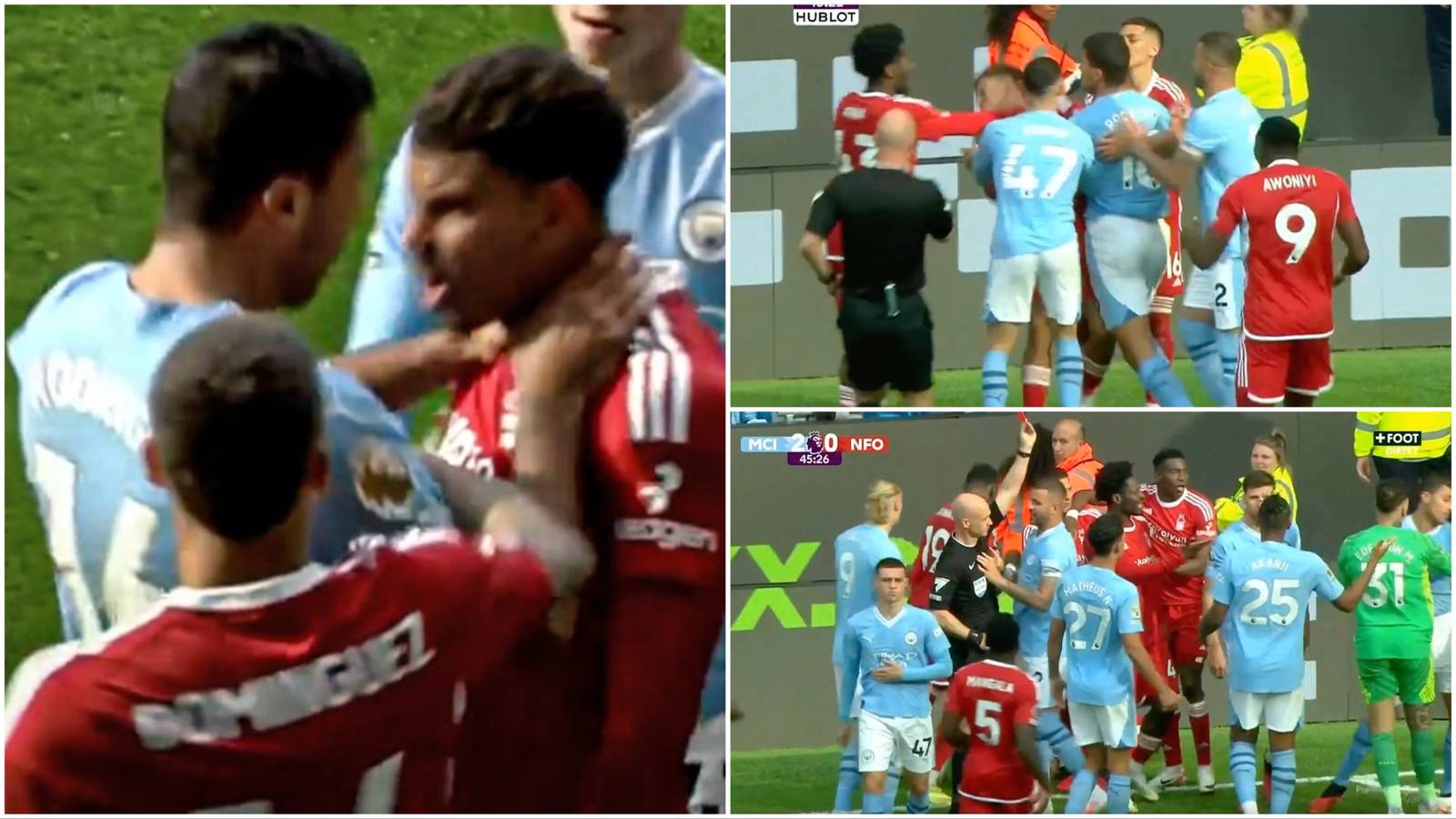 Rodri shown red card after losing his head with Gibbs-White in Man City ...