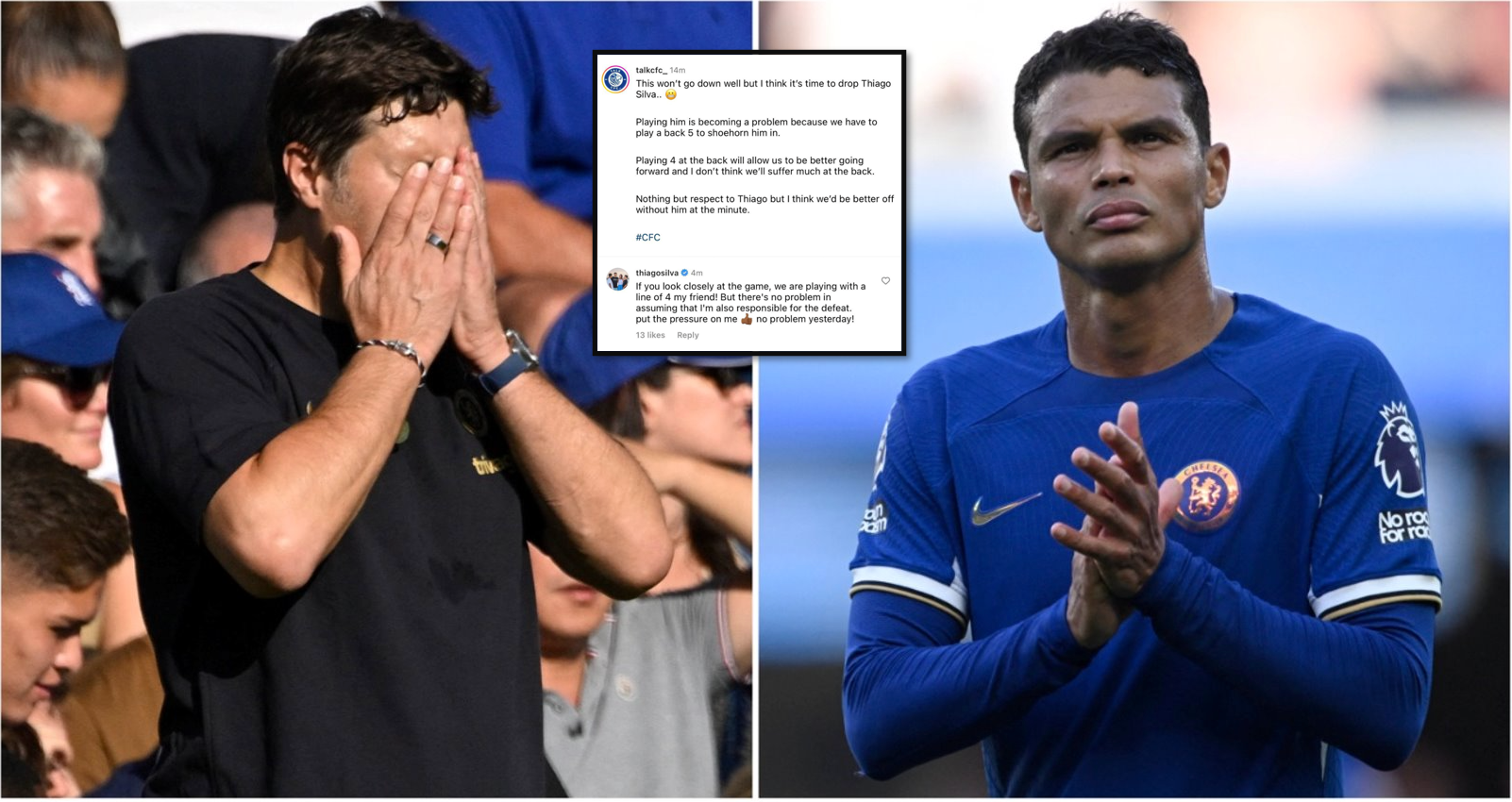 Thiago Silva reacts to Chelsea fan asking for him to be dropped