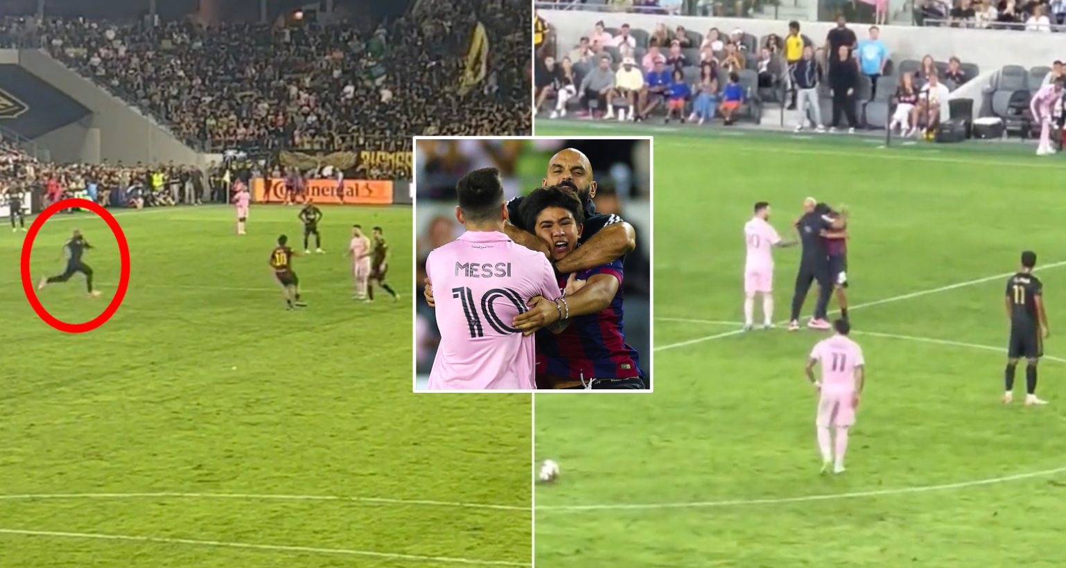 Lionel Messi's bodyguard takes out pitch invader during LAFC v Inter Miami