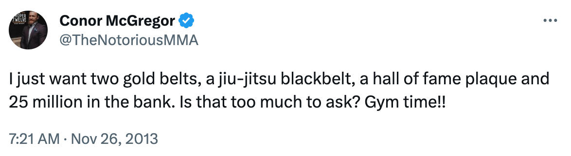Conor McGregor's tweet from 2013 has finally come true