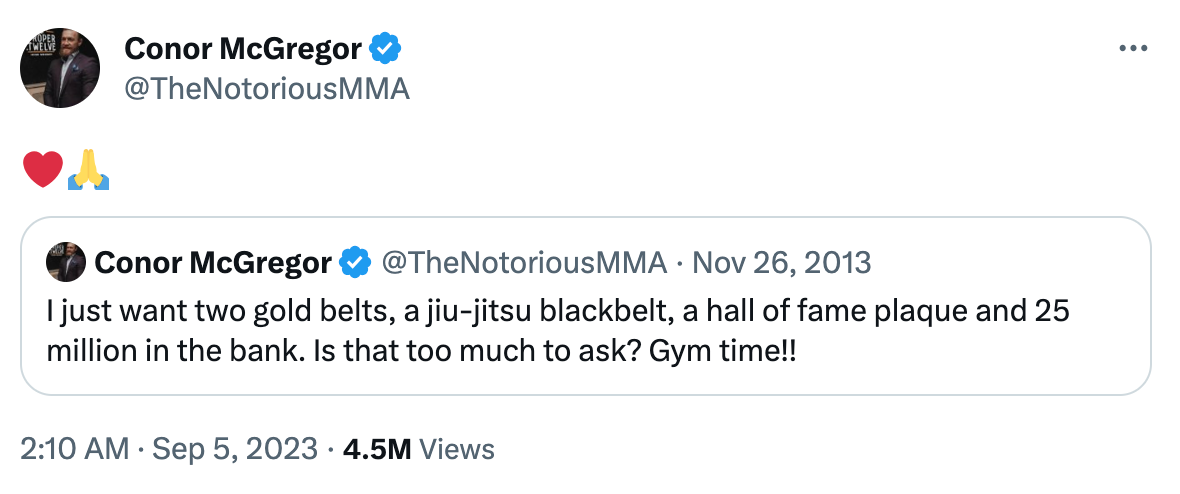 Conor McGregor's tweet from 2013 has finally come true