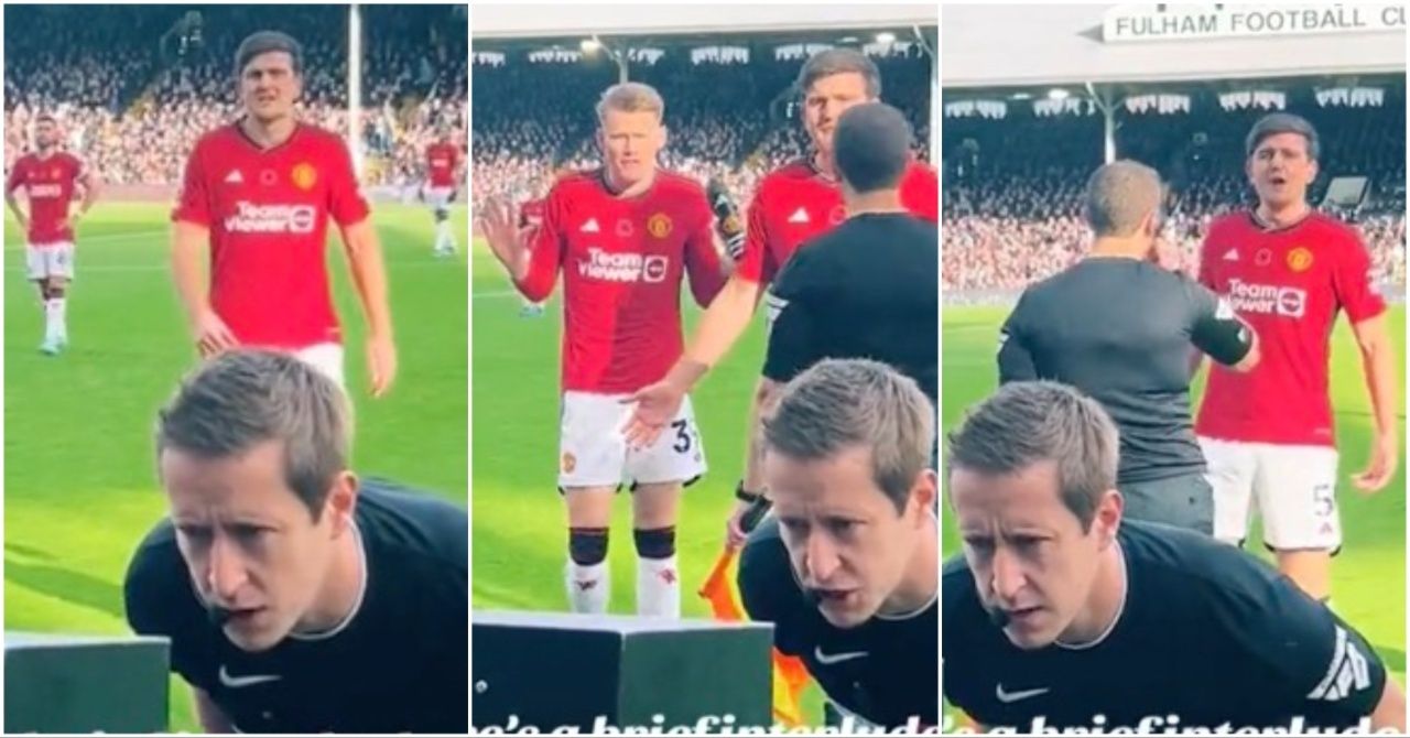 Harry Maguire’s reaction to referee checking VAR after Scott McTominay ...