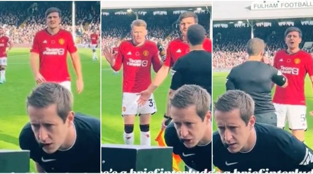 Harry Maguire’s reaction to referee checking VAR after Scott McTominay ...