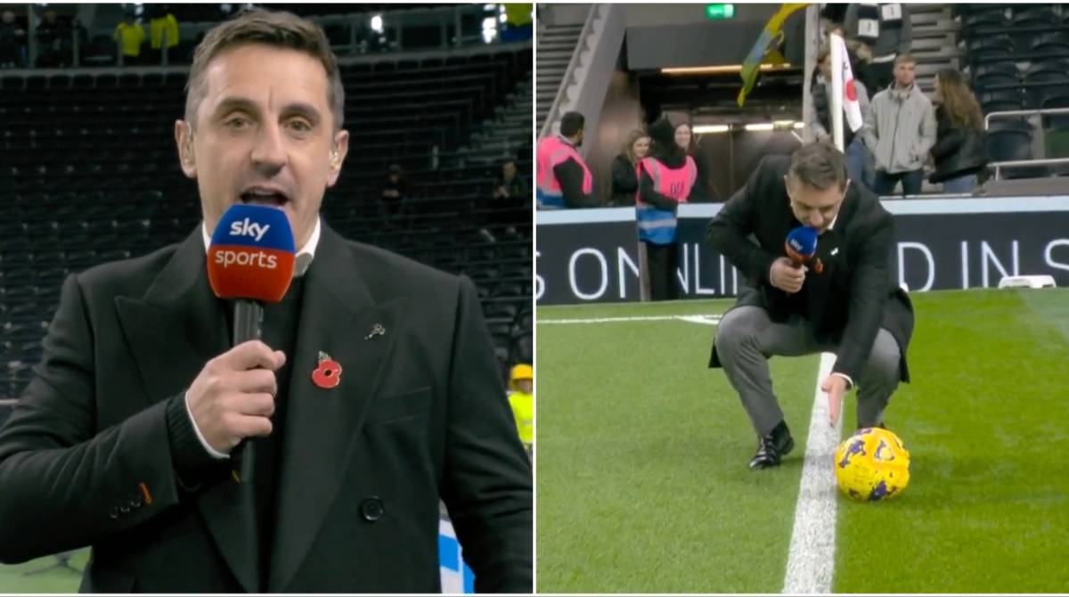 Gary Neville shows why VAR couldn’t say the ball went out during ...