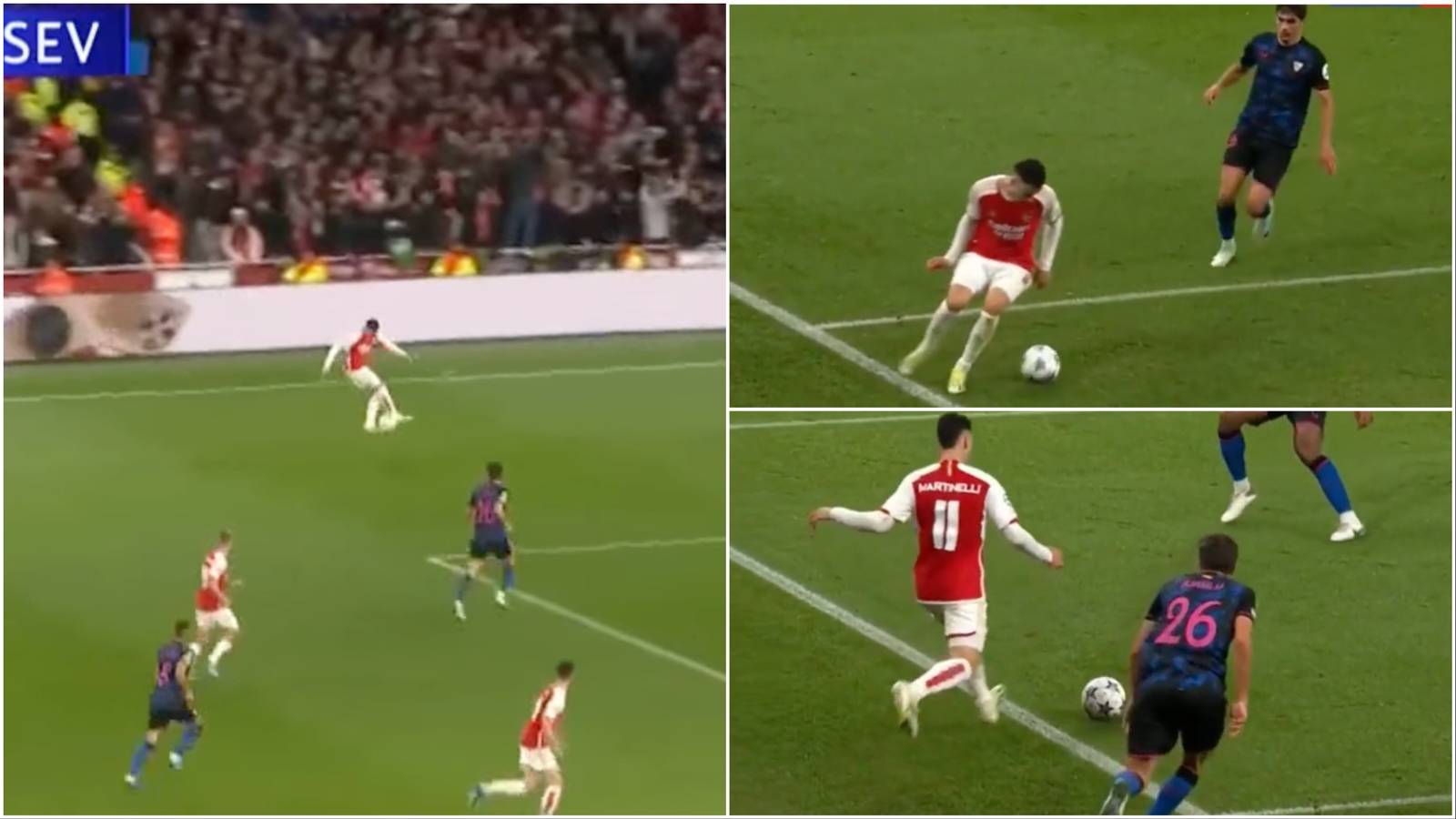 Gabriel Martinelli wows Arsenal fans with insane touch & skill v Sevilla