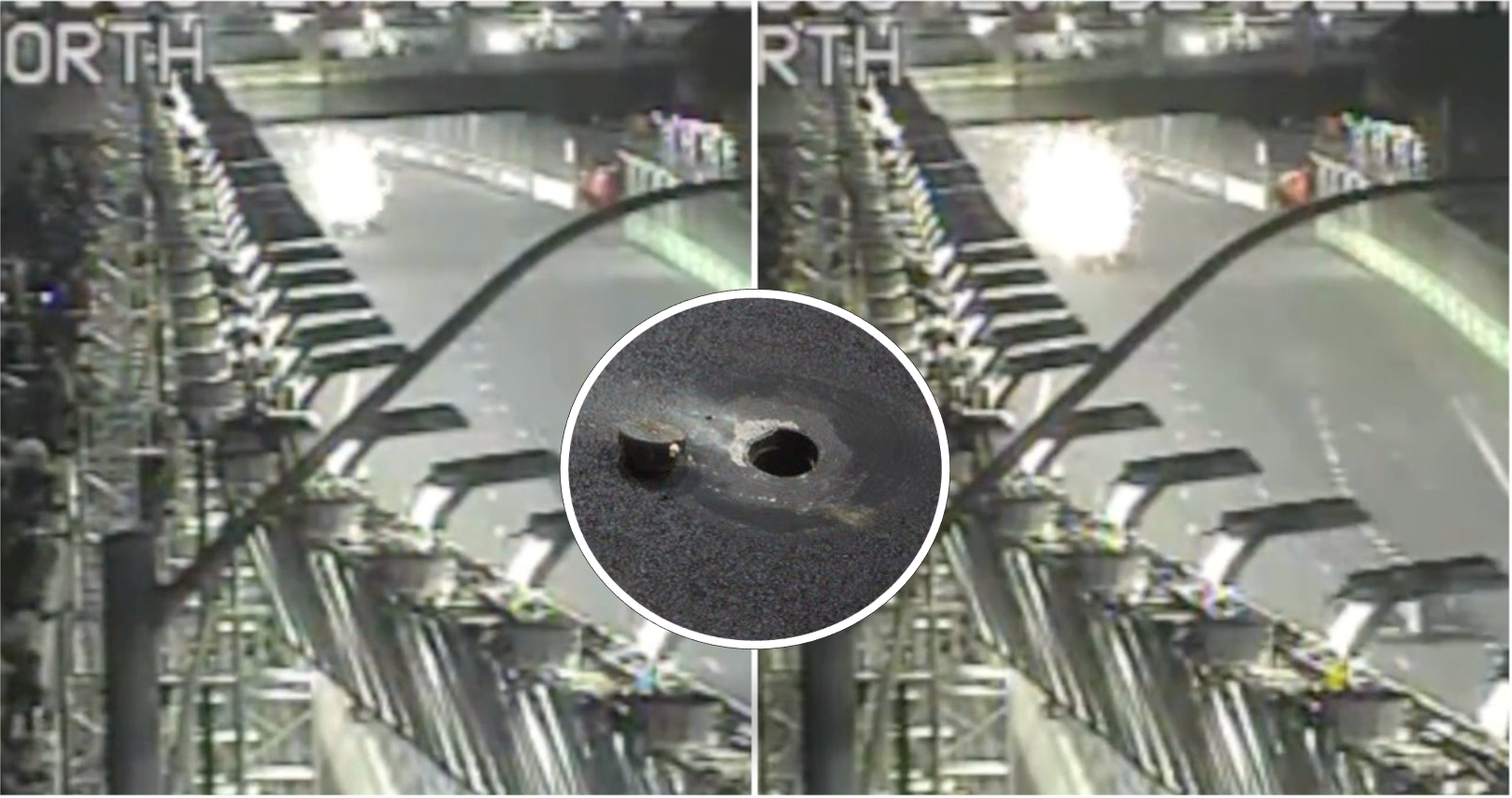 CCTV footage shows moment Carlos Sainz drove over drain cover at Las Vegas GP