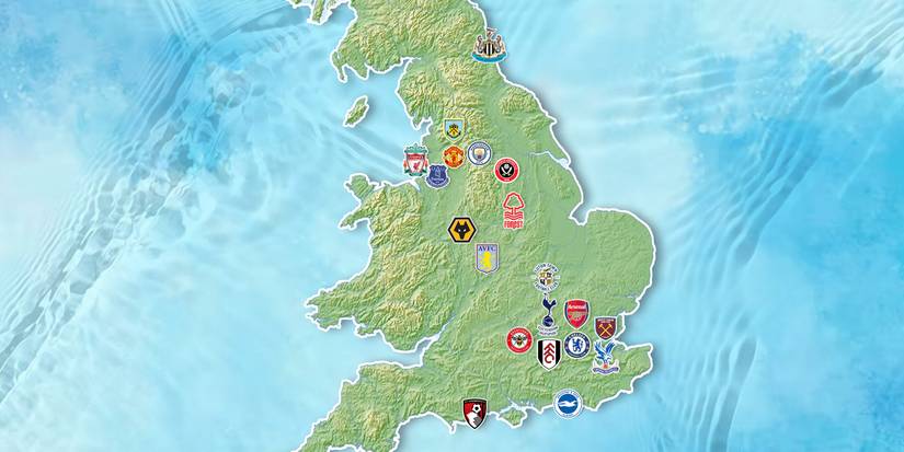 Map Of All 20 Premier League Teams In England
