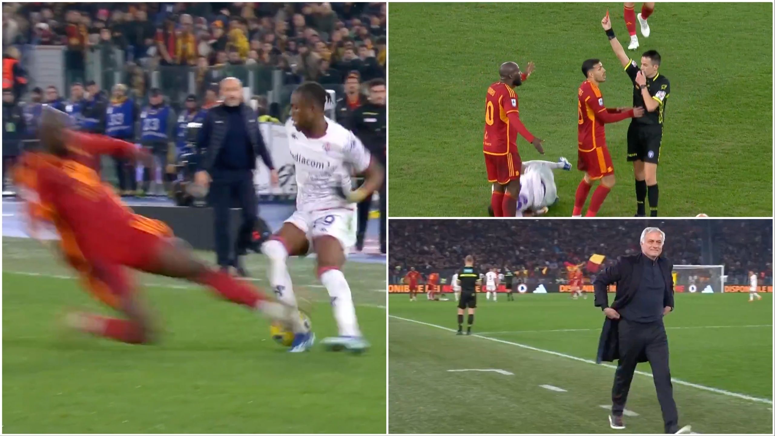 Romelu Lukaku shown straight red card as 9-man Roma draw with Fiorentina