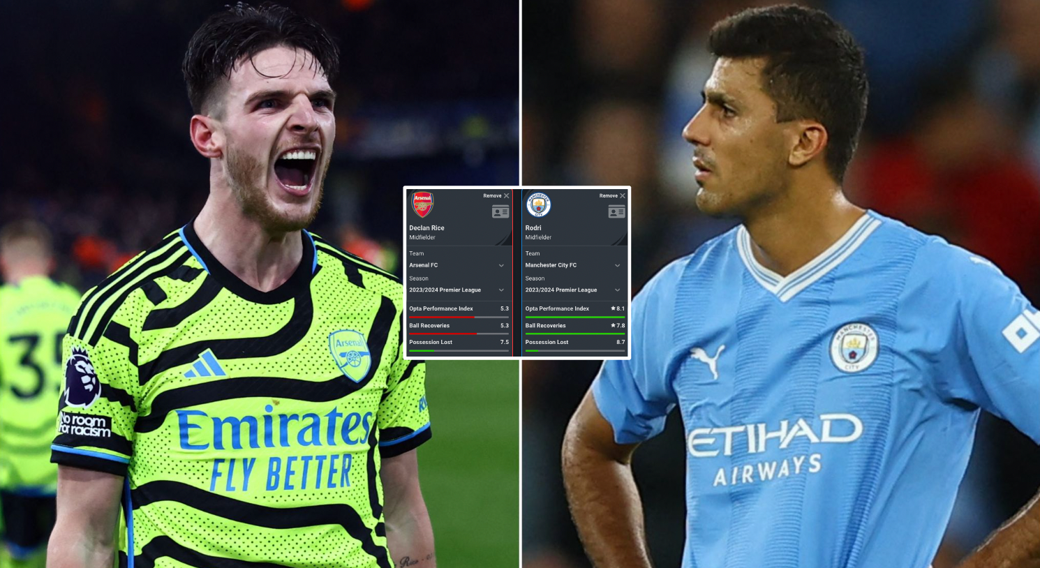 Comparing Declan Rice and Rodri's statistics this season as Jamie Carragher picks his favourite