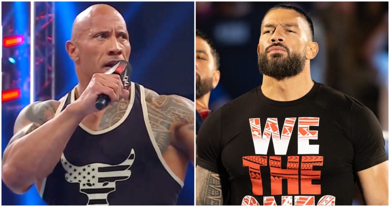 The Rock delivers ultimate mic drop moment involving Roman Reigns on ...