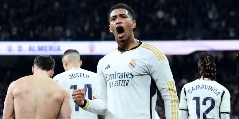 Jude Bellingham scores and assists as Real Madrid beat Almeria 3-2