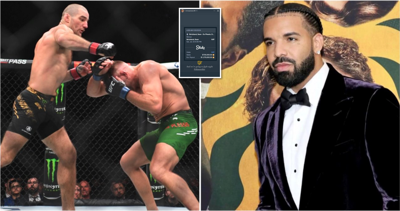Drake loses huge bet on Sean Strickland vs Dricus du Plessis