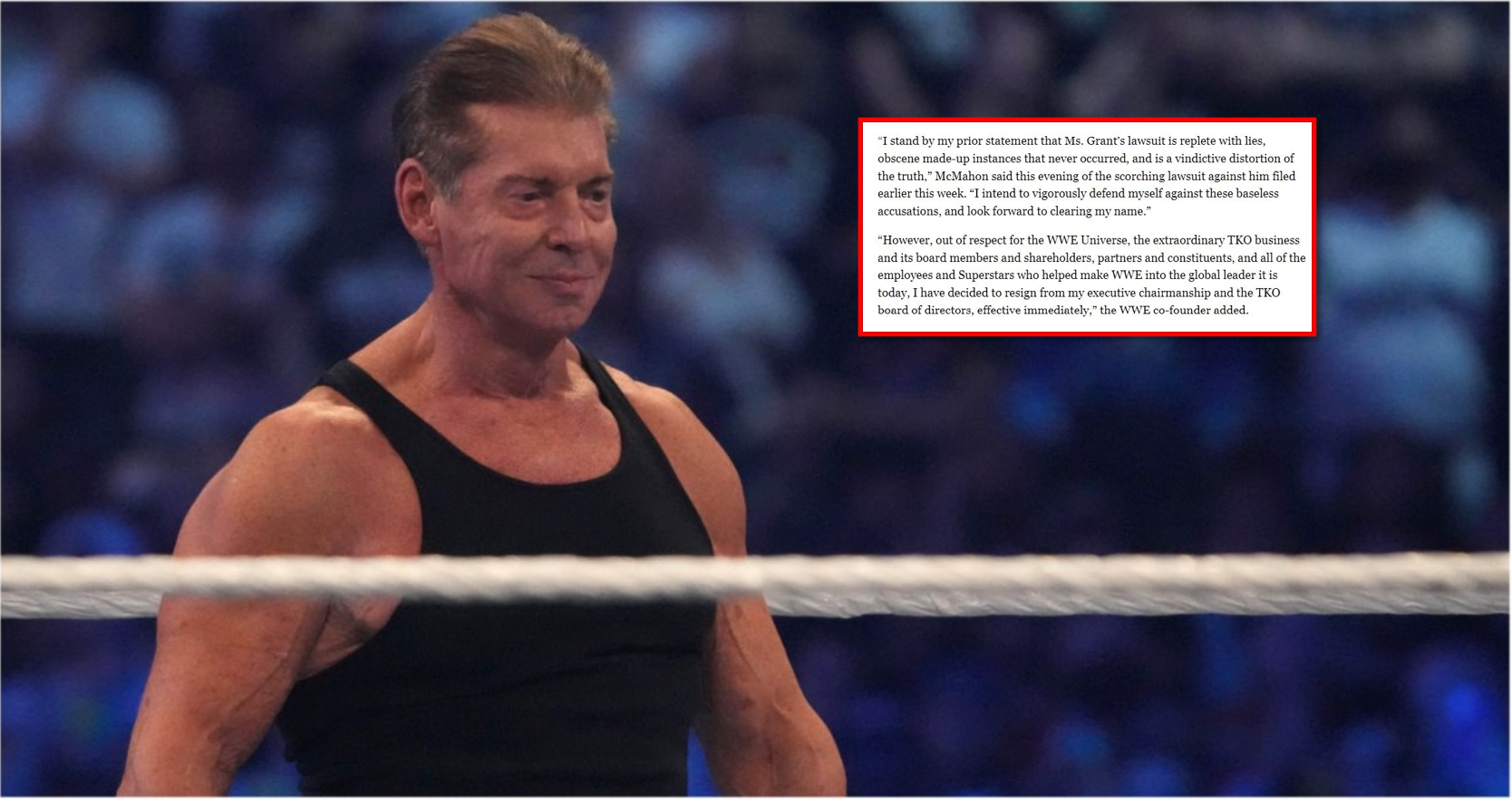 Vince McMahon responds to allegations after resigning from WWE
