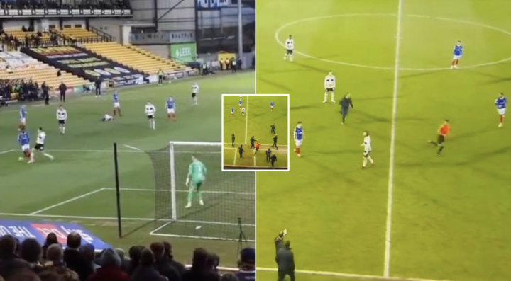 Port Vale fan invades pitch & chases ref after penalty call vs Portsmouth