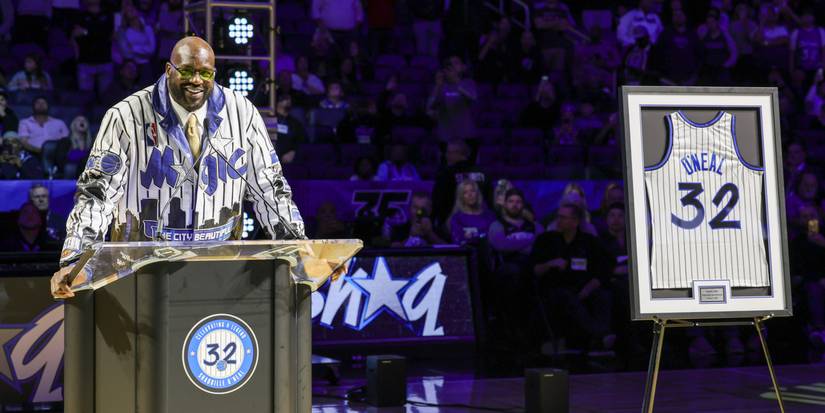 Shaquille O'Neal celebrated in Orlando with jersey retirement