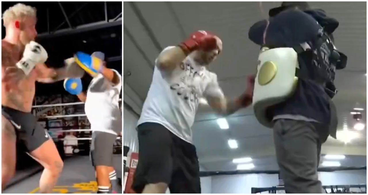 Jake Paul training footage compared to Ryan Bourland