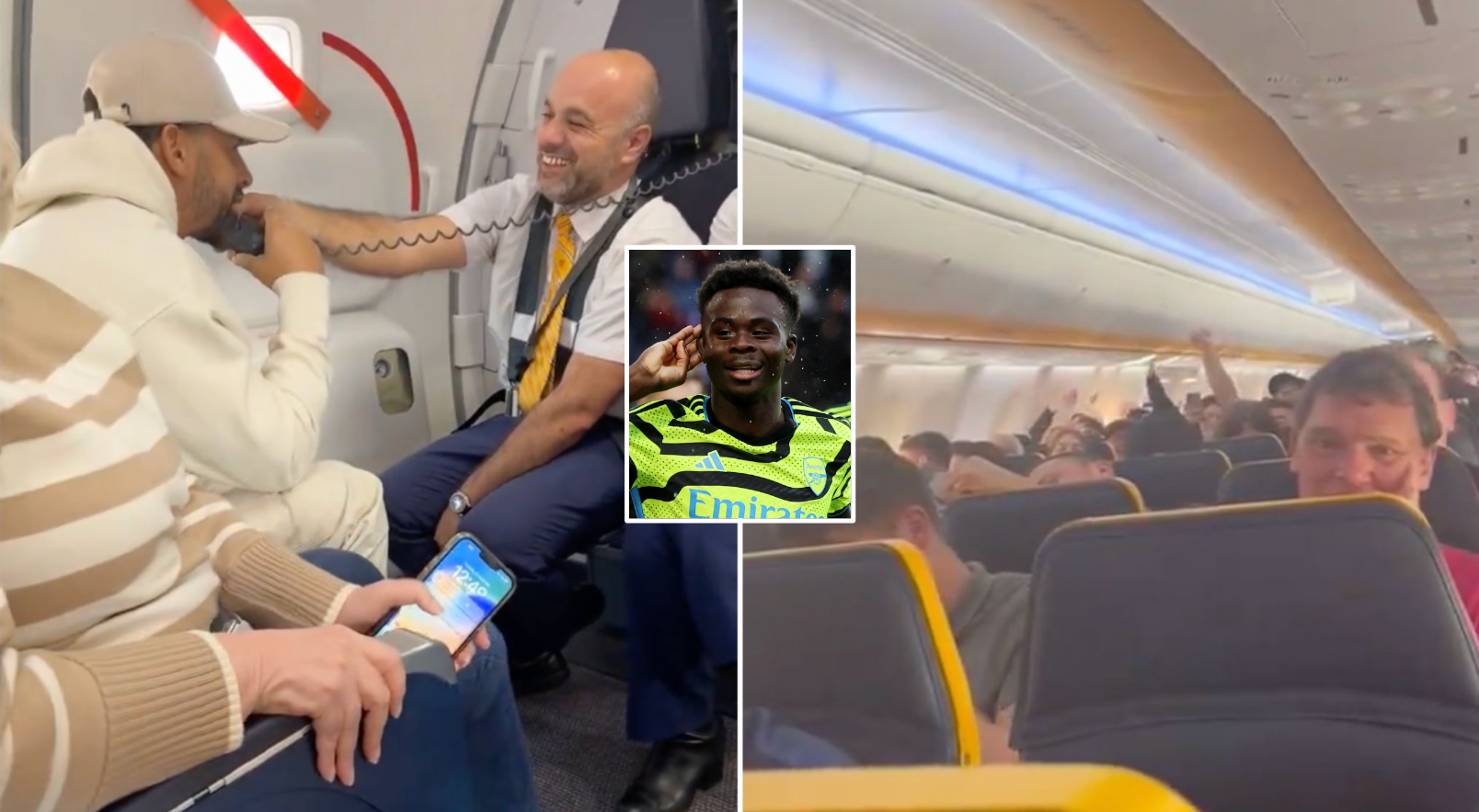 Rio Ferdinand responds to Arsenal fans' Bukayo Saka chant during flight