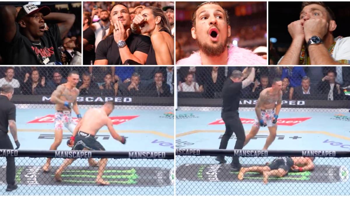 UFC Fighters Sat Cageside React to Max Holloway Knockout at UFC 300