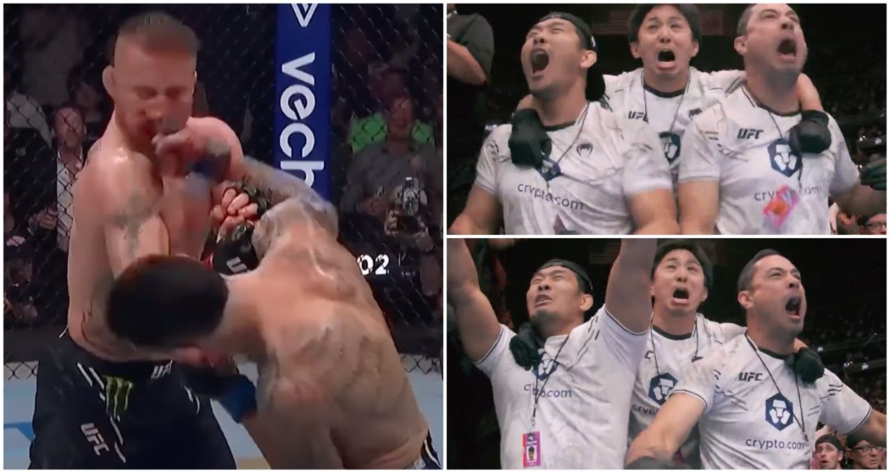 Max Holloway's Corner Reaction to Justin Gaethje Knockout at UFC 300