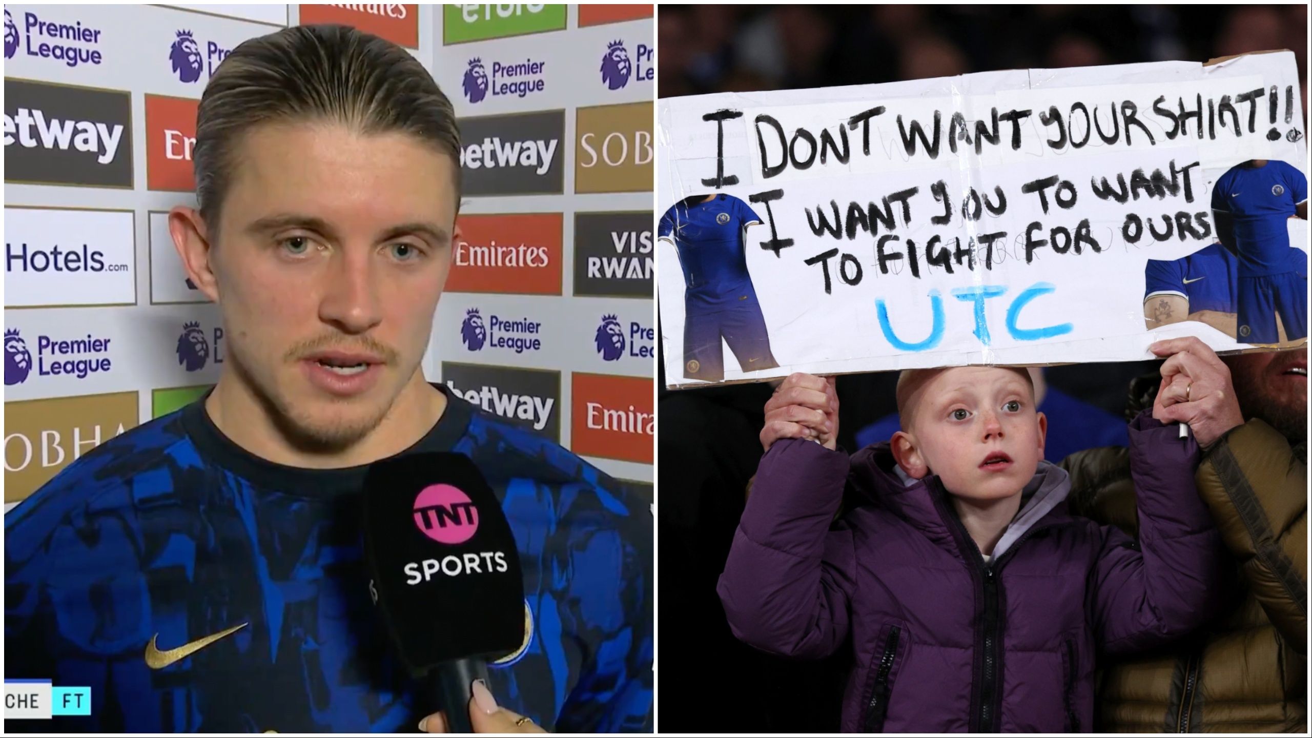 Conor Gallagher Reacts to Chelsea Fan's Damning Banner After Arsenal Loss