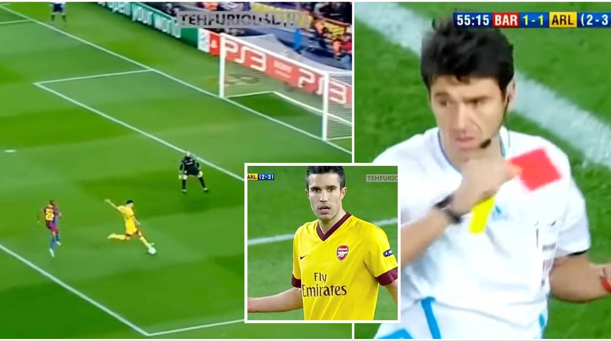 Robin van Persie’s Controversial Red Card for Arsenal vs Barcelona ...