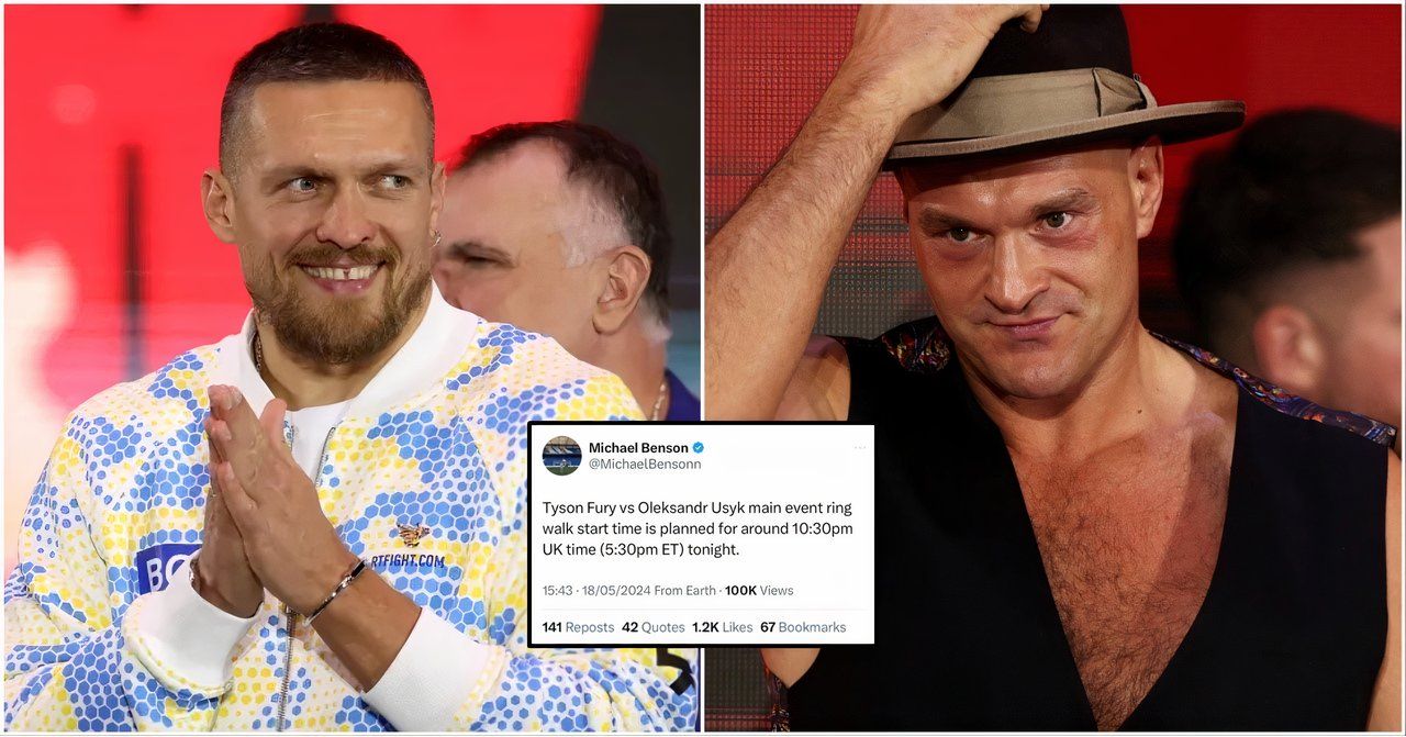 Tyson Fury vs Oleksandr Usyk Ring Walk UK Start Time