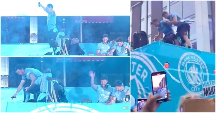 Jack Grealish Almost Fell off Man City Title Parade Bus Twice