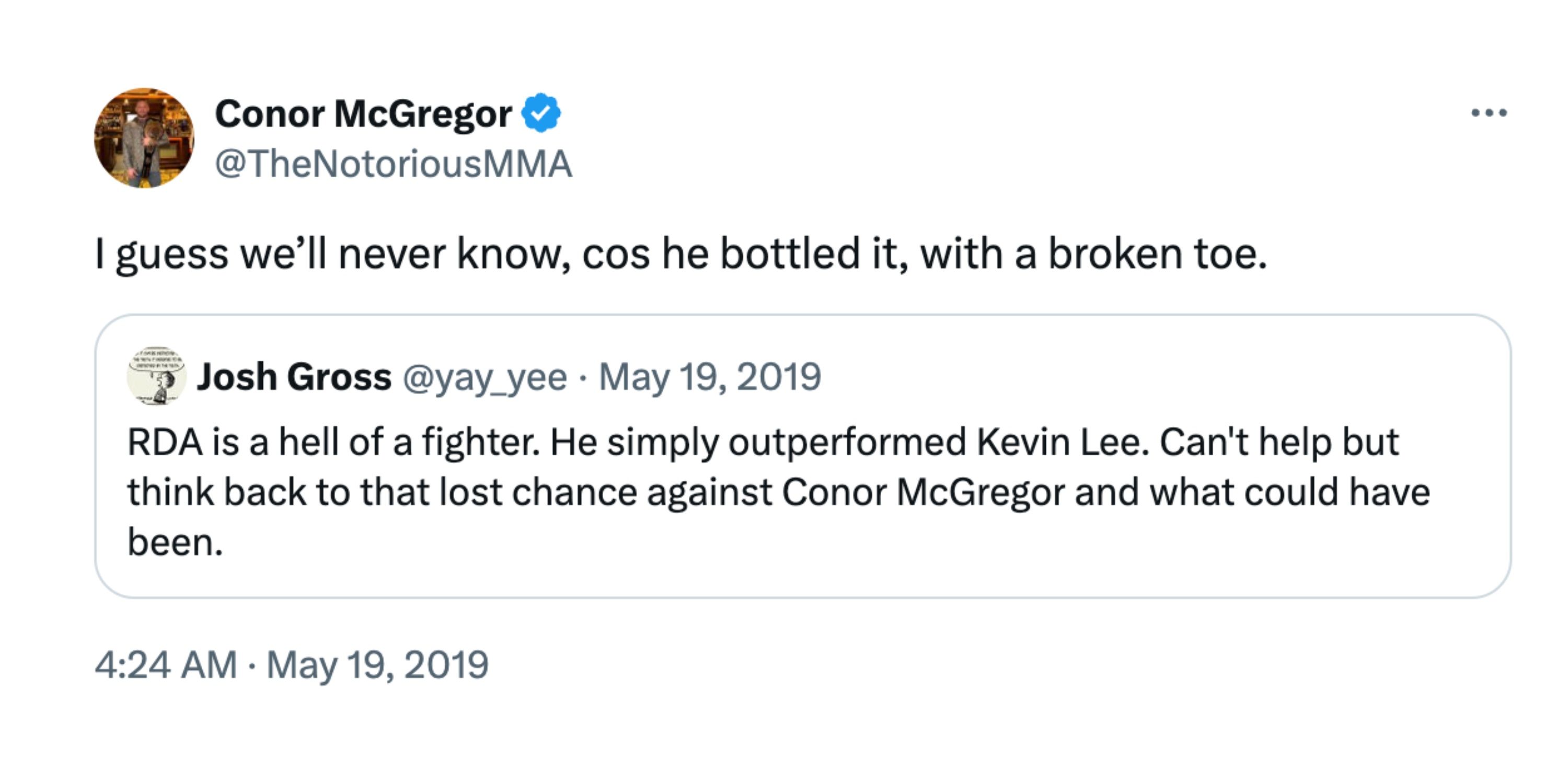 Conor McGregor's 2019 Tweet About Broken Toes Looks Awkward Now