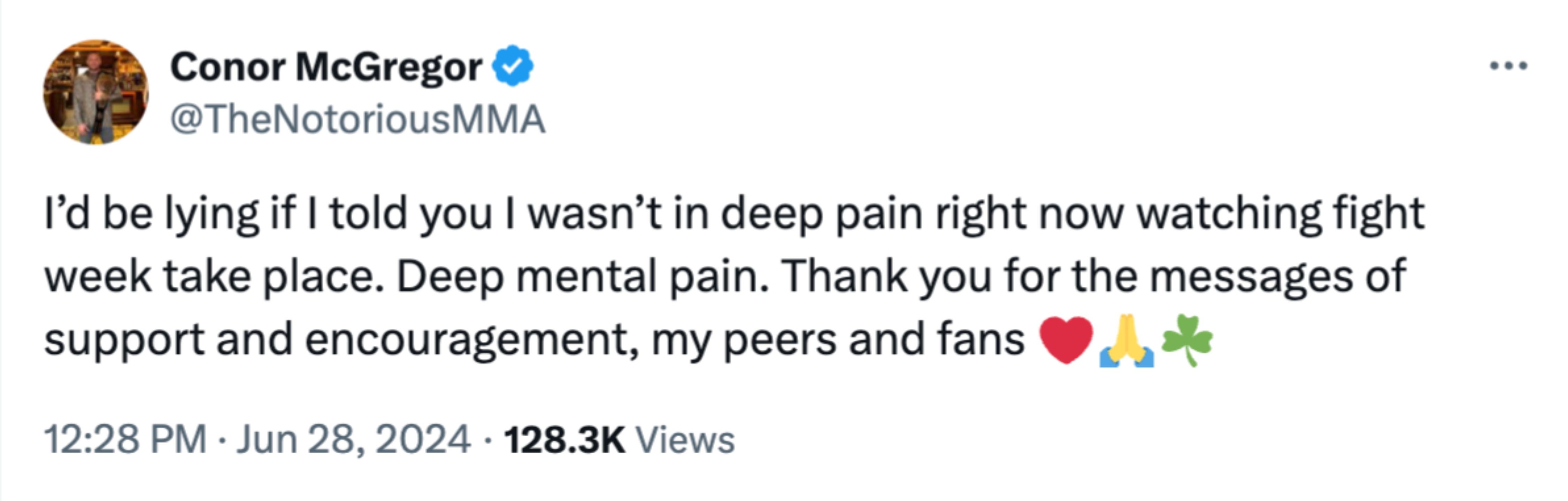 Conor McGregor Posts Emotional Message Ahead of UFC 303