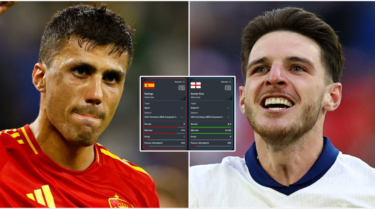 Declan Rice vs Rodri Stats Comparison at Euro 2024