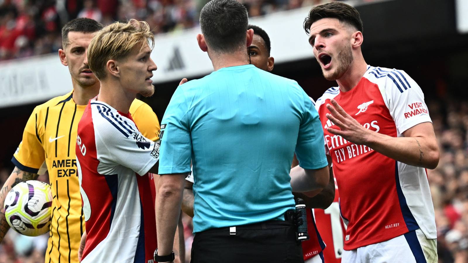 VAR Audio Reveals What Referee Told Declan Rice After Brighton Red Card