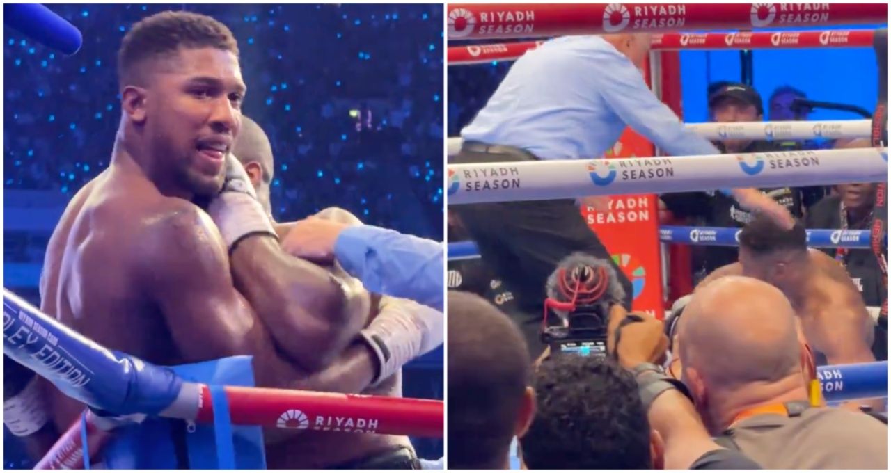 Anthony Joshua Was Taunting Someone Ringside Seconds Before KO