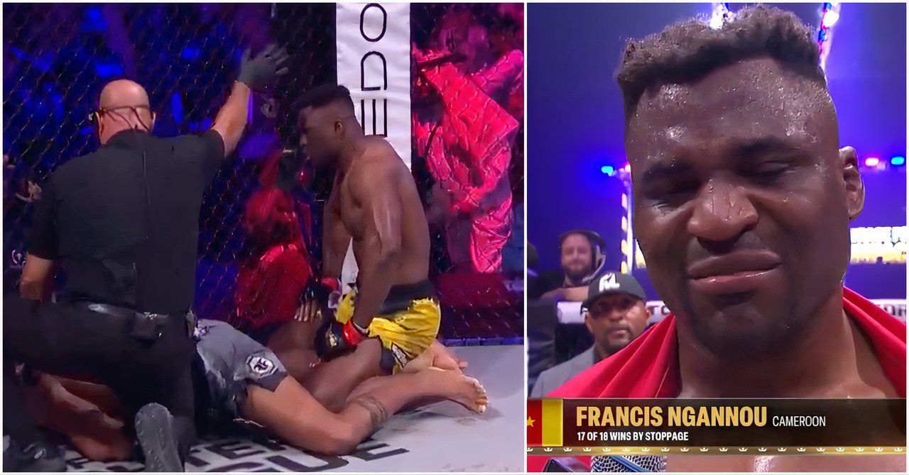 Francis Ngannou in Tears After Dedicating 1st Round KO Win to Deceased Son