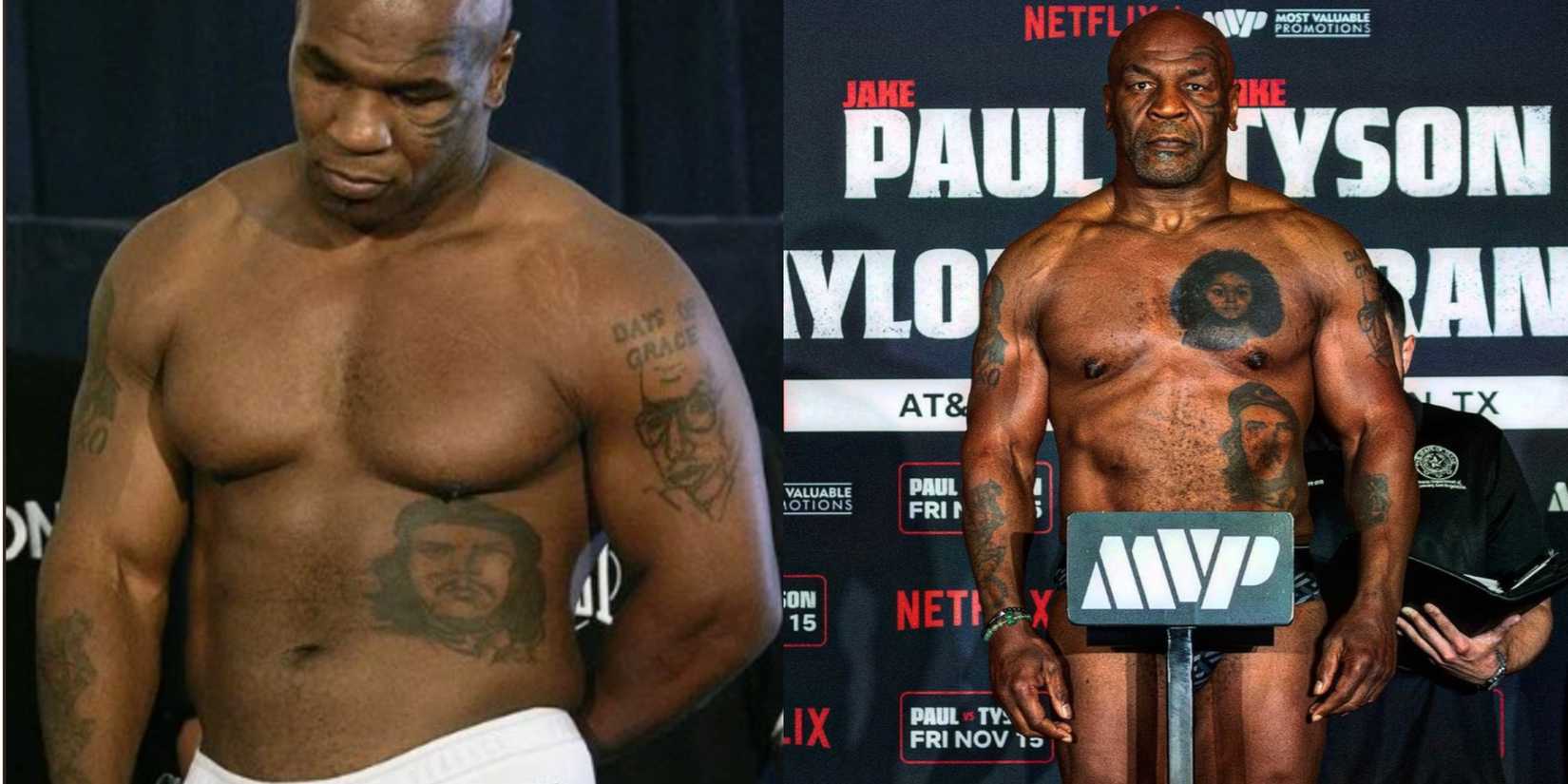 Mike Tyson's Physique Comparison From Last Fight to Jake Paul