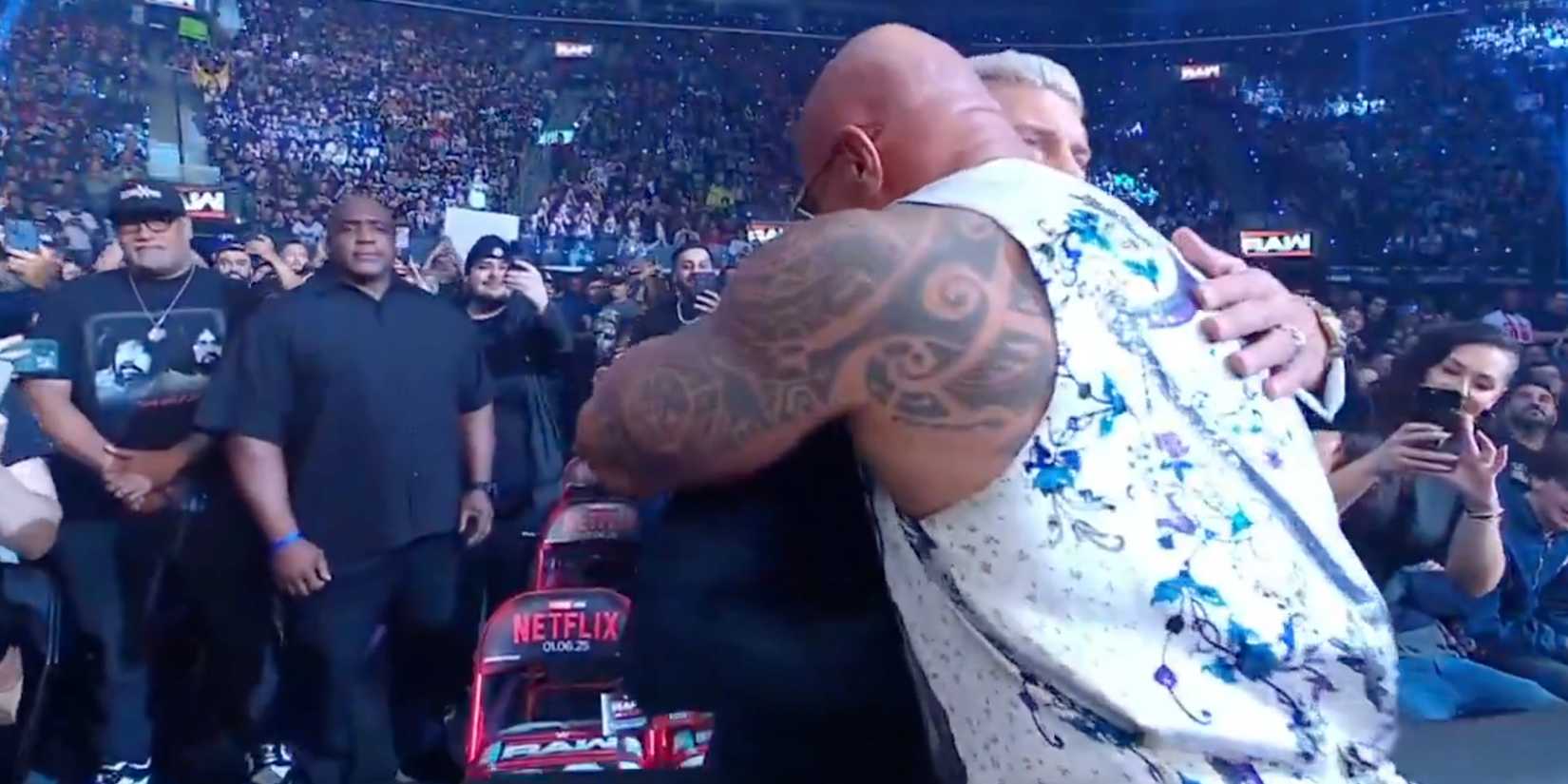 WWE Fans Confused With The Rock Hugging Cody Rhodes